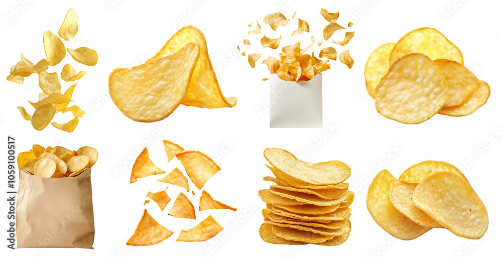 Stock-Foto „Potato chip chips, many angles and view side top front heap ...