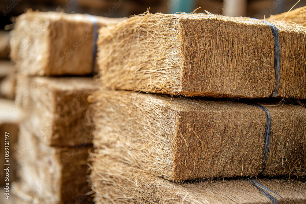 Coconut fiber blocks stacked and ready for shipping: ensuring erosion ...