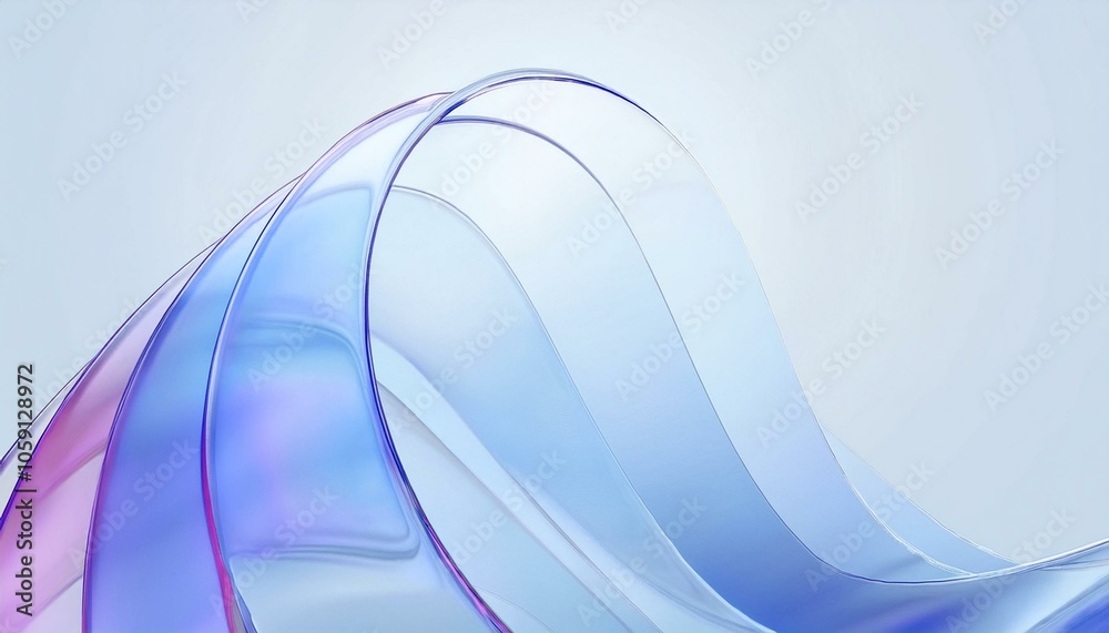 Flowing gradient transparent multilayer glass background, 3d rendering ...