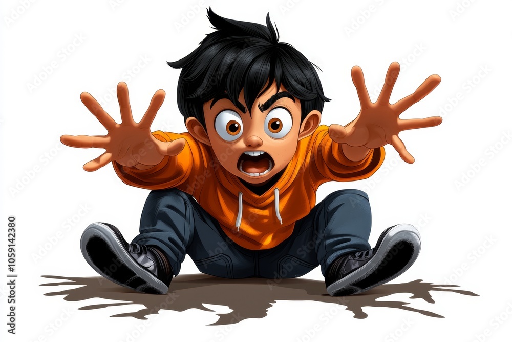 a 2D cartoon illustration of a child making shadow puppets with their ...