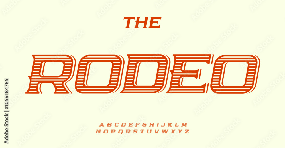 Vintage western alphabet, bold striped letters, rugged antique font for ...