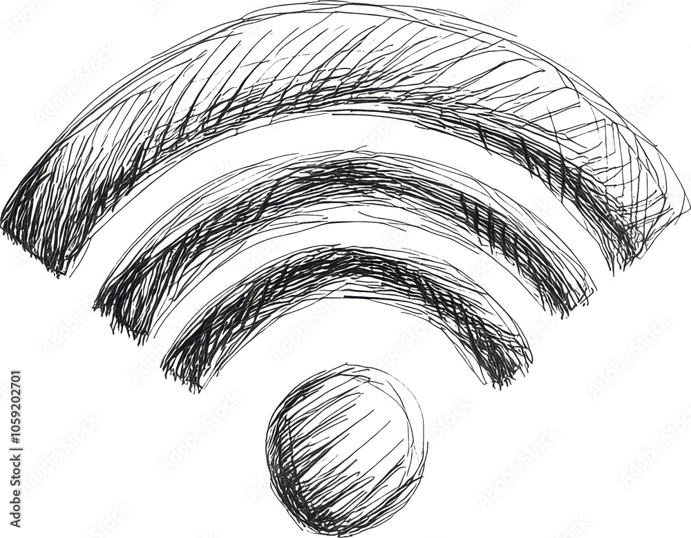 Chalk drawn wifi symbol on transparent background, connectivity concept ...