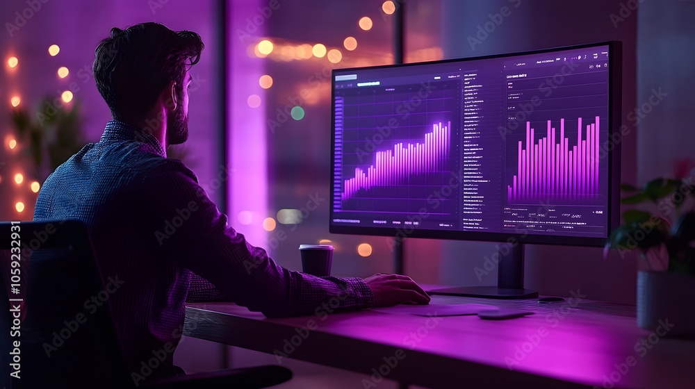 AI-driven dashboard in futuristic workspace, tailored content ...