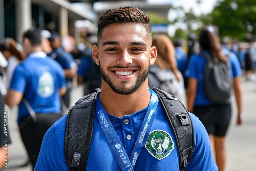 Student ID badge with school logo and barcode, capturing the formal ...