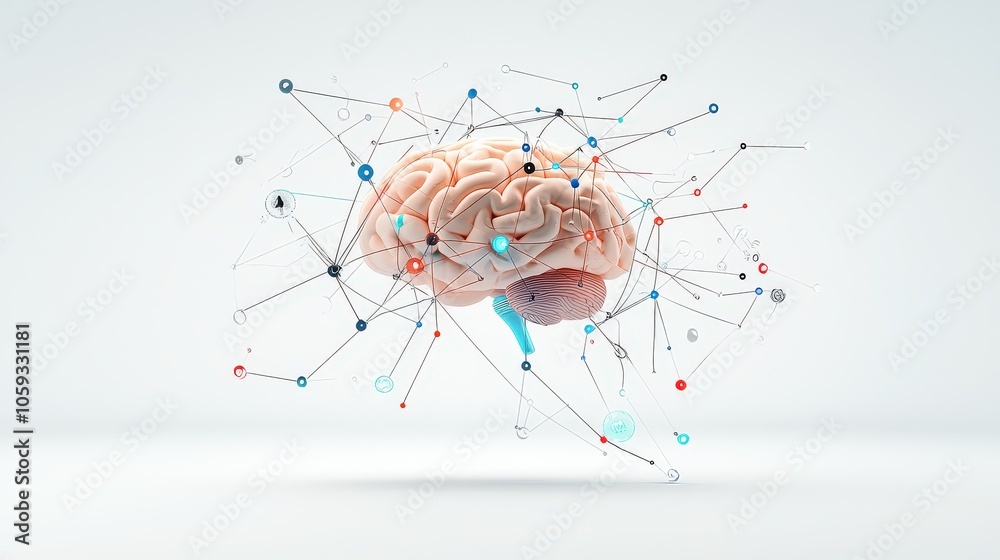 High-quality, white background stock photo of a human brain with ...