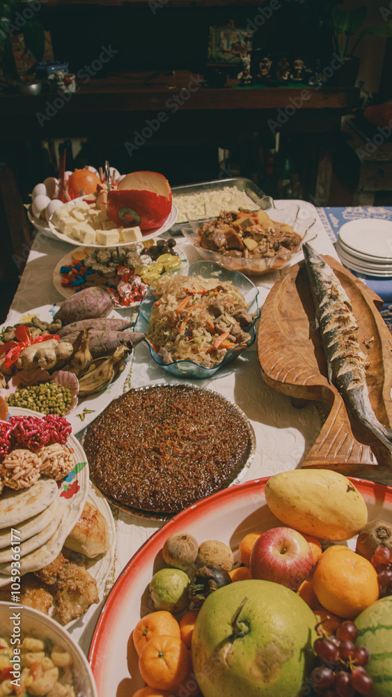 A festive table filled with a variety of local traditional Filipino ...