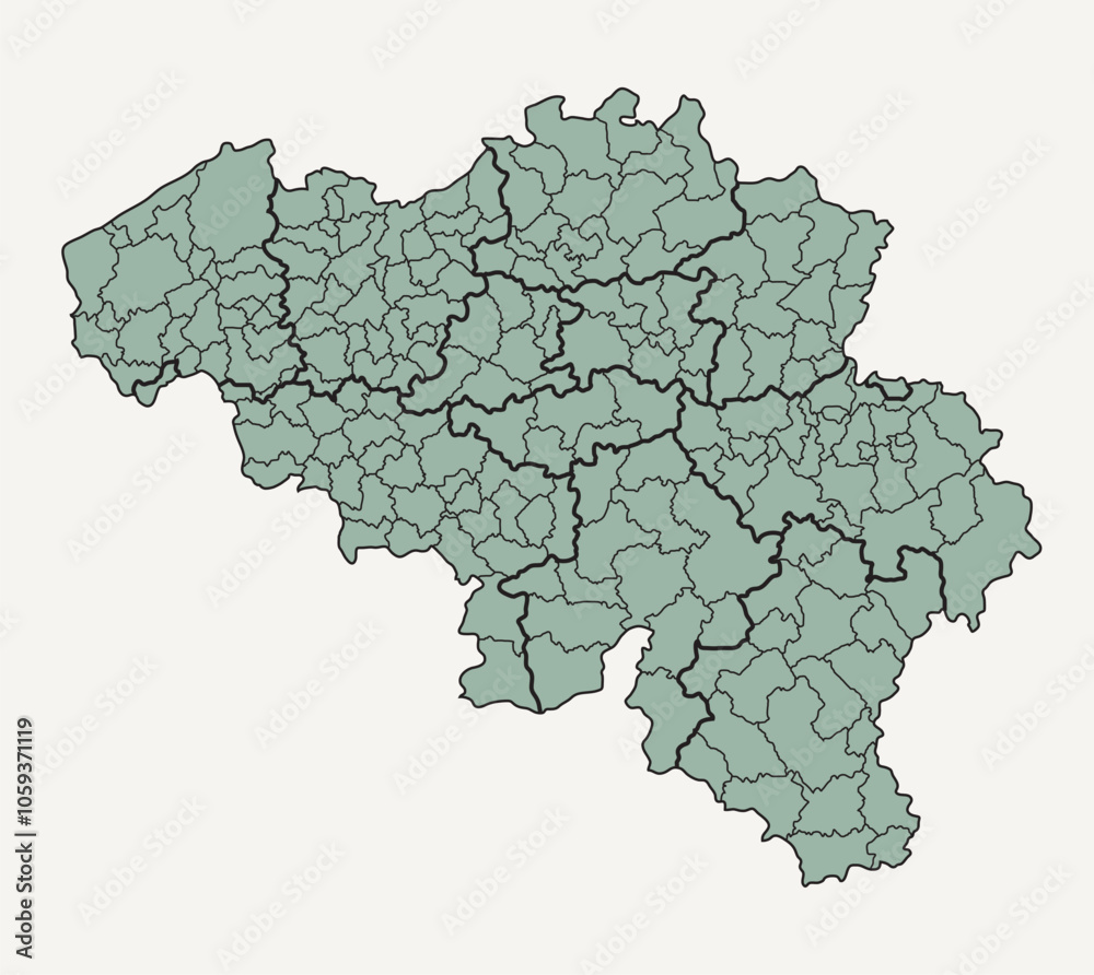 Map of Belgium with borders, counties Stock Vector | Adobe Stock