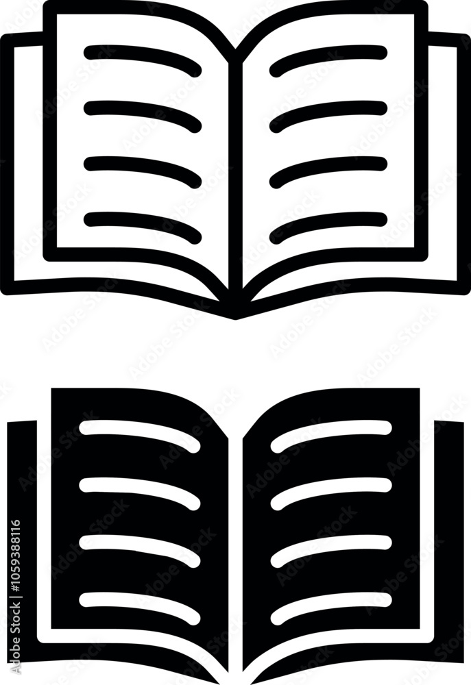 Open Book Icon Pictogram Set Illustration, School Book Icon ...