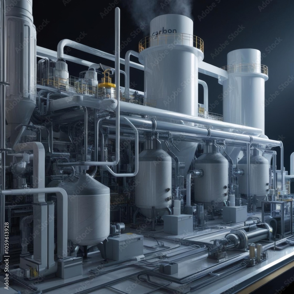 Carbon Capture Technology for Zero Emissions Stock Illustration | Adobe ...