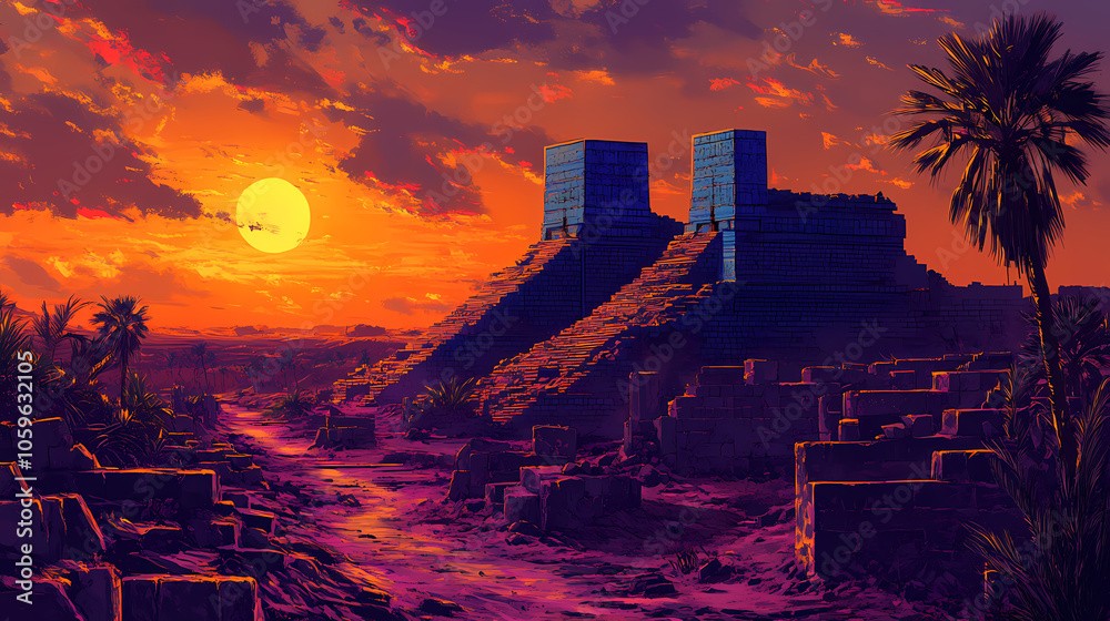 Ancient city of babylon ruins with ishtar gate's vibrant blue-glazed ...