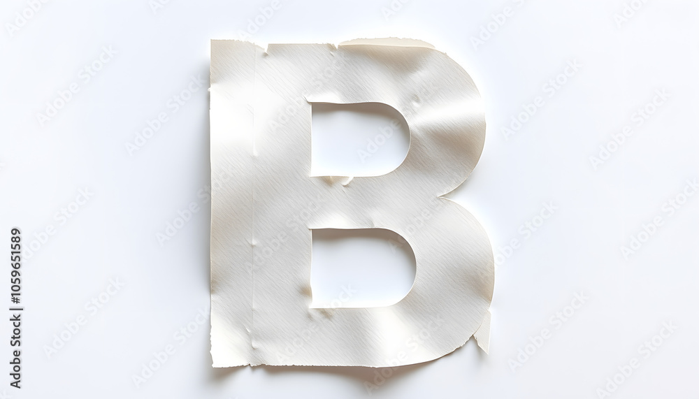 B alphabet torn from a magazine paper. Ransom note style letters ...