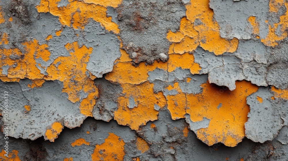 Aged metal surface with bold rust formations, muted orange and yellow ...