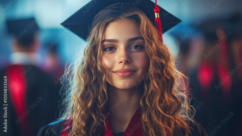 A proud graduate in cap and gown stands out, embodying hard work and ...