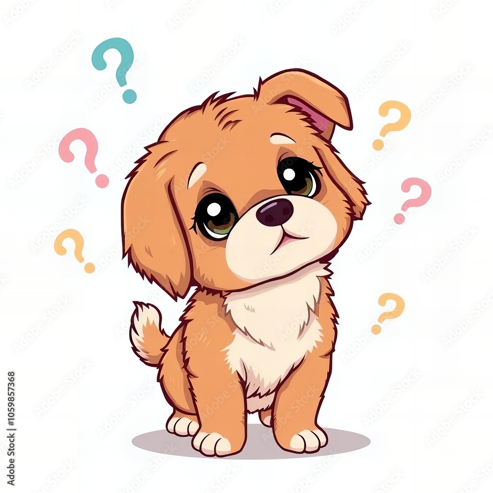 cartoon dog with question marks on its face. Stock Photo | Adobe Stock