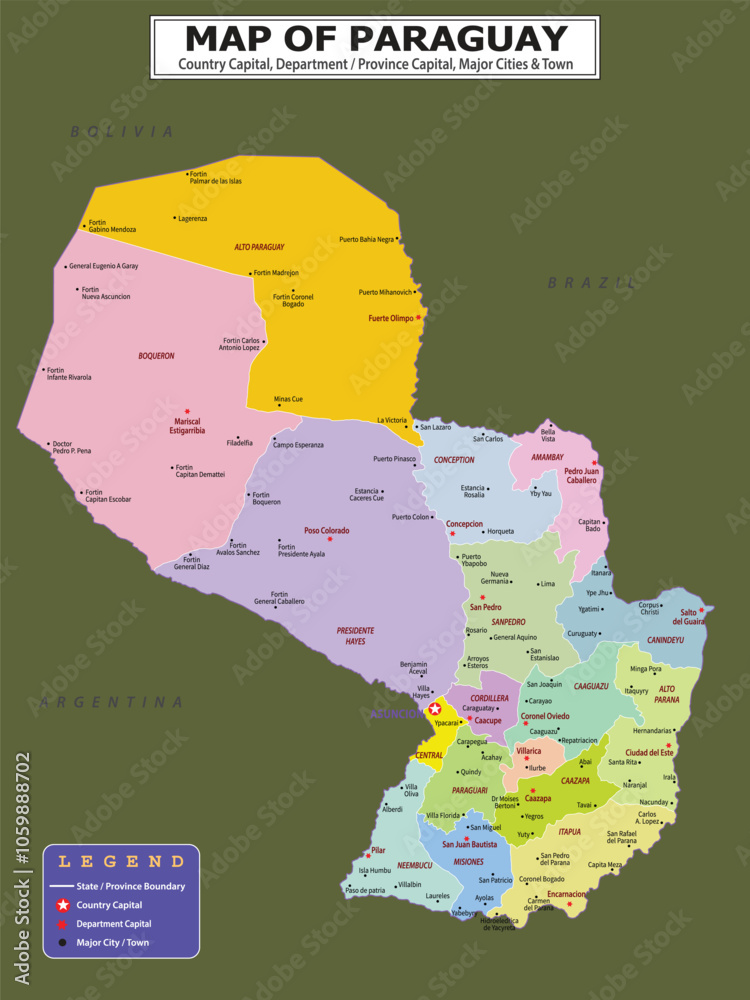American Countries Geography Political map. Political map of country ...