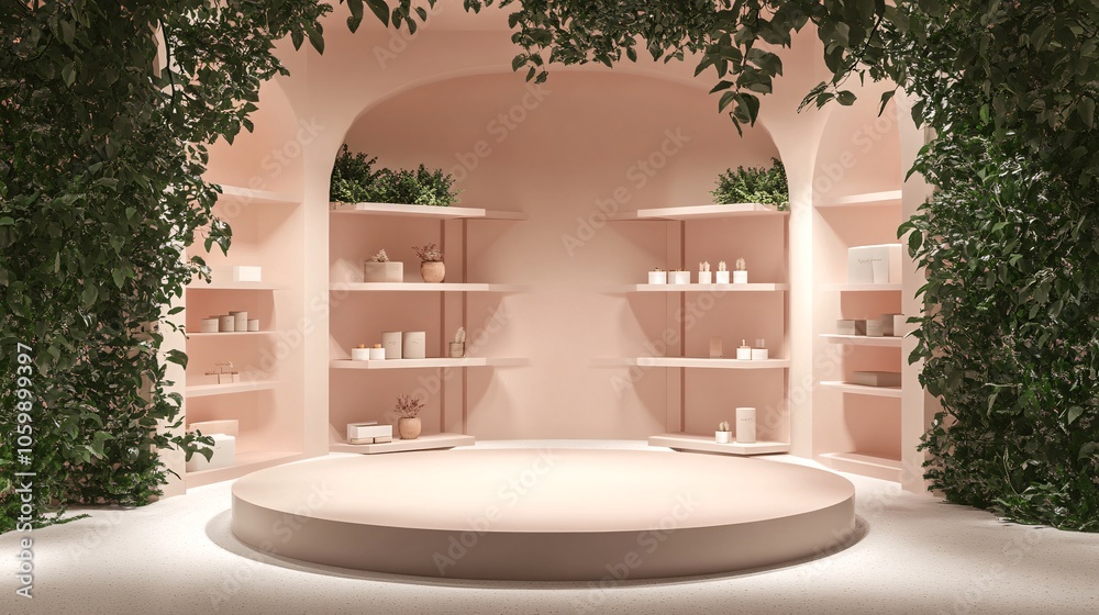 earth-toned circular platforms, warm ambient lighting, textured ...