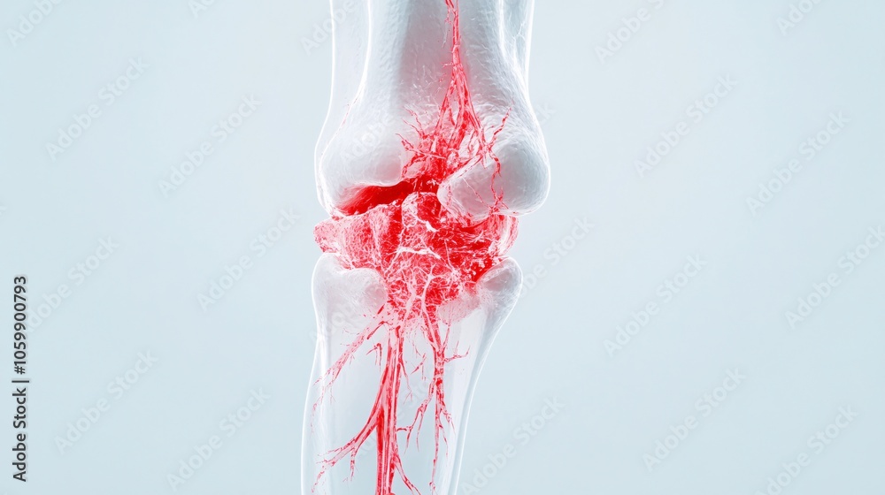 hyper-realistic 3d model of broken femur, textured bone surface, clear ...