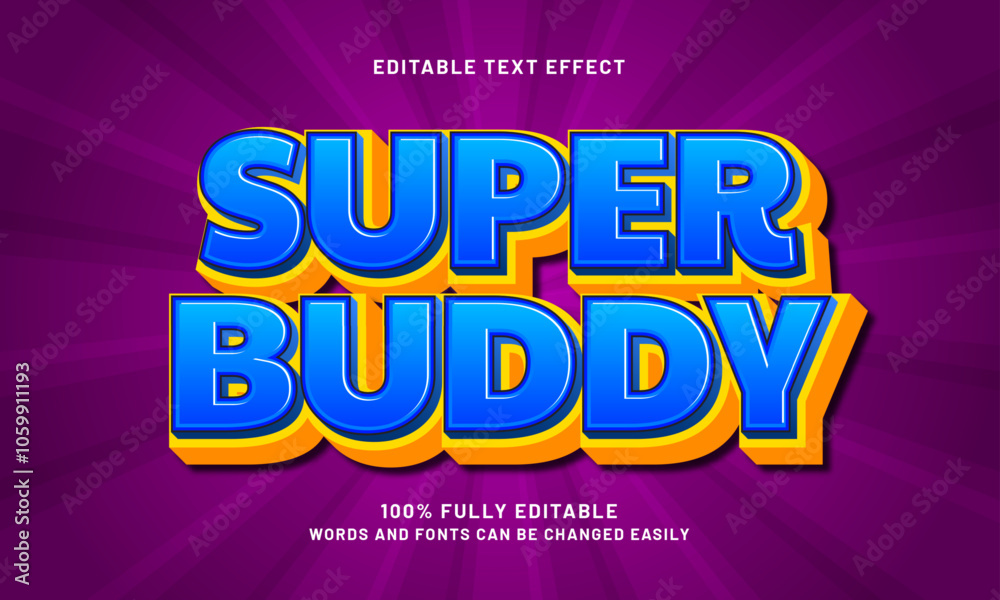 super buddy editable text effects with a hero and game theme Stock ...