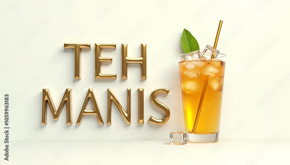 Artistic representation of 'TEH MANIS' in luxurious gold and silver ...