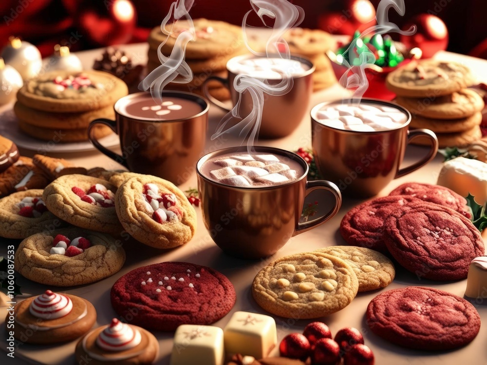 Delightful winter indulgence cozy hot chocolate and festive cookies ...