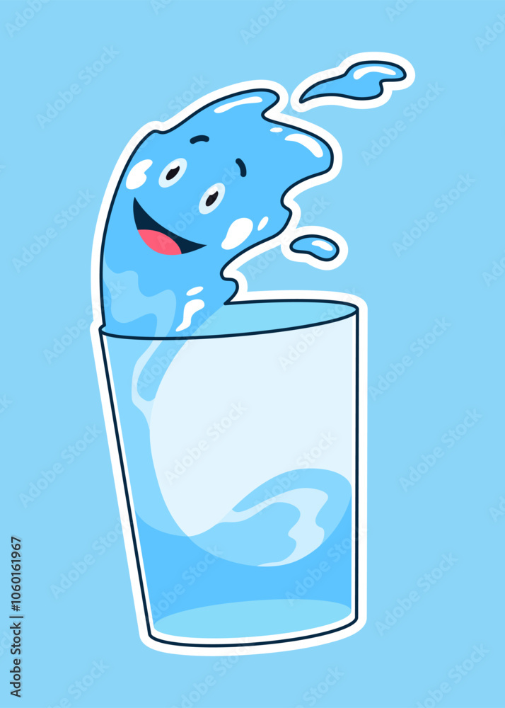 Water drop cartoon character, face emotion. Water character expression ...