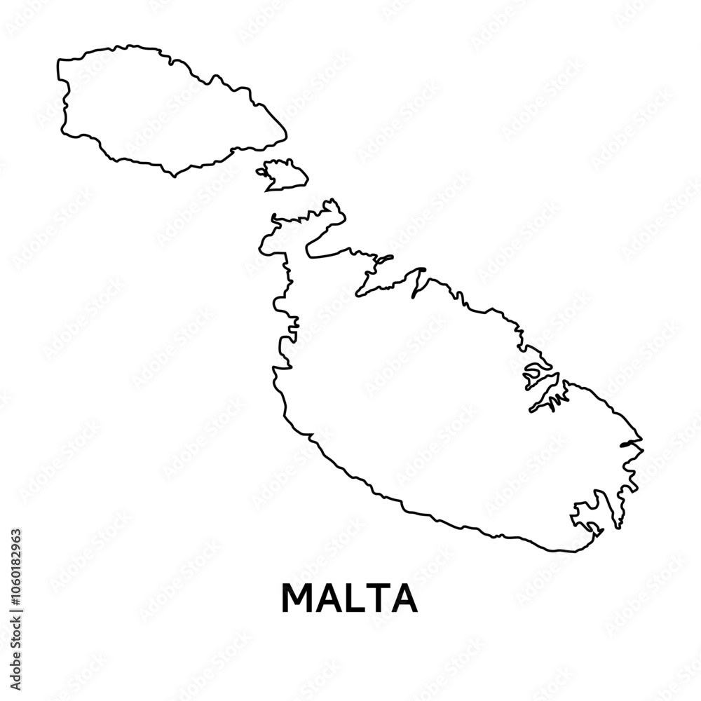 Simple outline map of malta. Stylized minimal line design. map vector ...