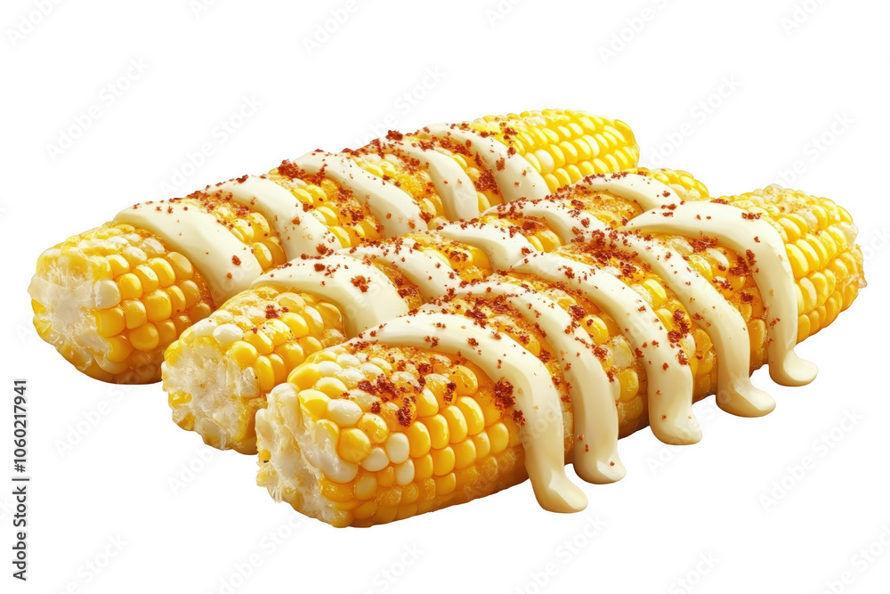 Mexican street corn elote with mayonnaise and cheese, PNG isolated on ...