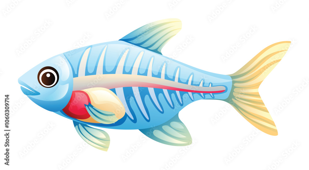 X-ray fish cartoon vector illustration isolated on white background ...