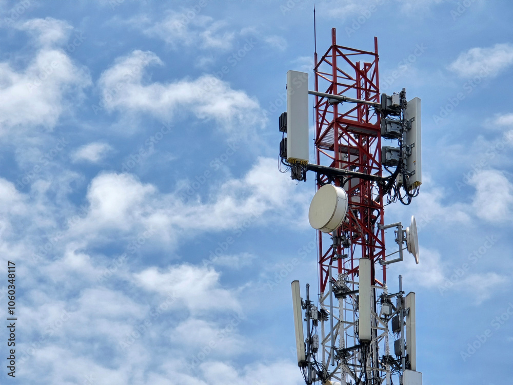 Telecommunication tower of 4G and 5G cellular. Macro Base Station. 5G ...