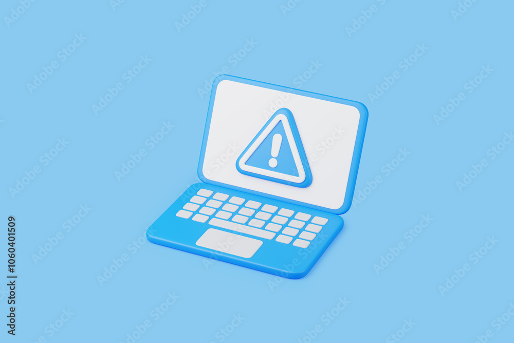 Laptop displaying a warning alert icon, representing system errors ...