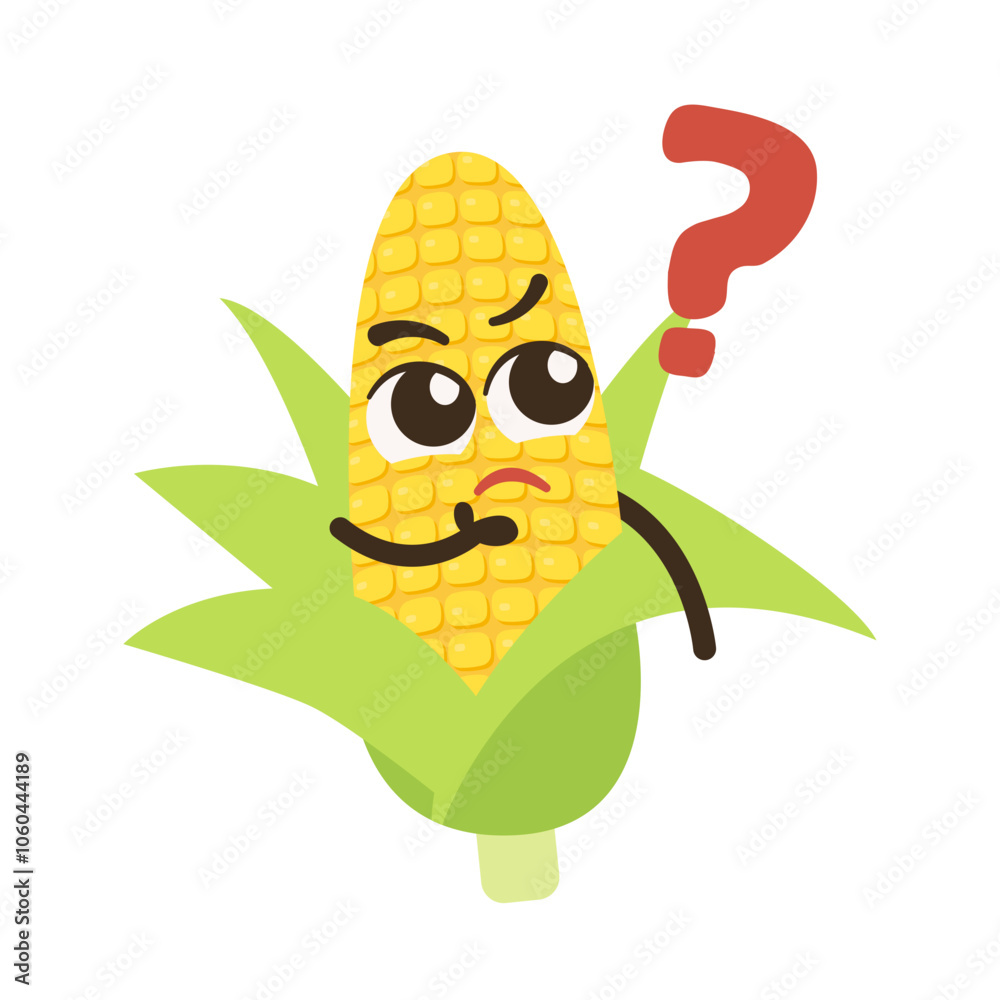 Illustration of Cartoon Corn Character Thinking Stock Vector | Adobe Stock