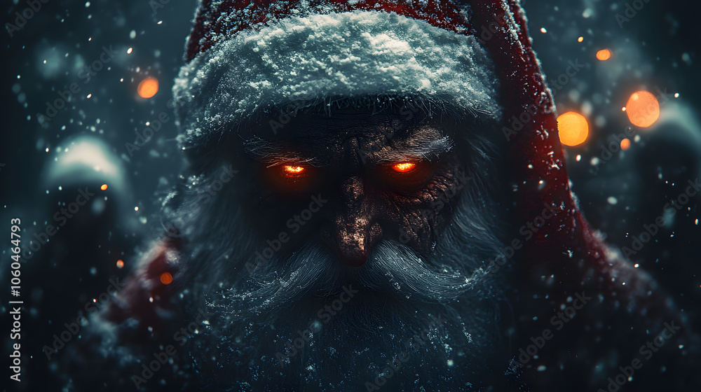 Eerie and Sinister Representation of a Long and Thin Nose Demon Santa ...