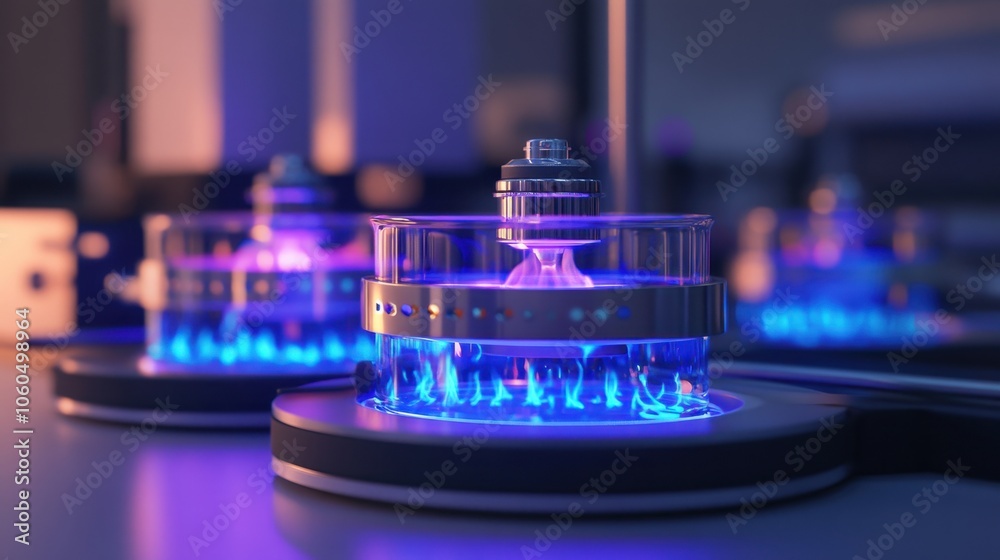 Stock-Illustration „Detailed Bunsen burner setup with blue flame under ...