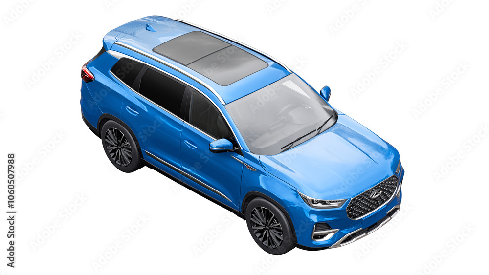 China, Shanghai. October 31, 2024. Chery Tiggo 8 Pro. Blue Chinese mid ...