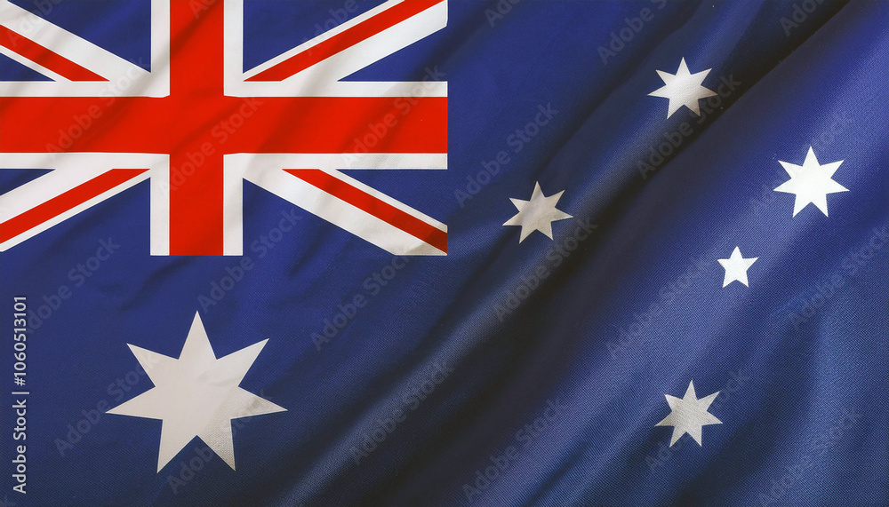 Majestic Australian flag, draped with pride; a symbol of national unity ...