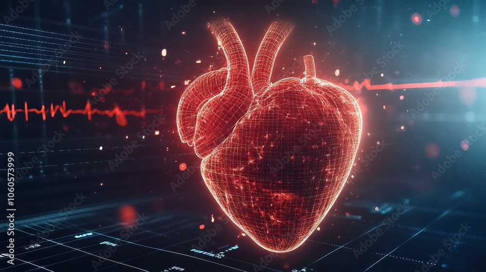 3d Rendering human heart cardiology with infographic virtual diagnosis ...
