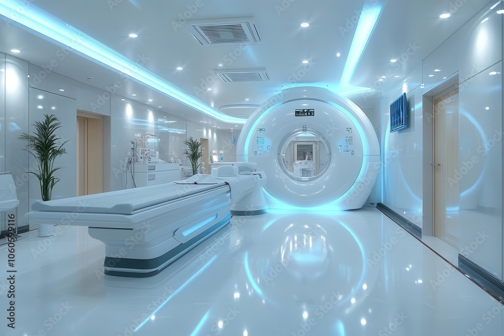 advanced mri or ct scan machine showcased in a modern hospital lab ...
