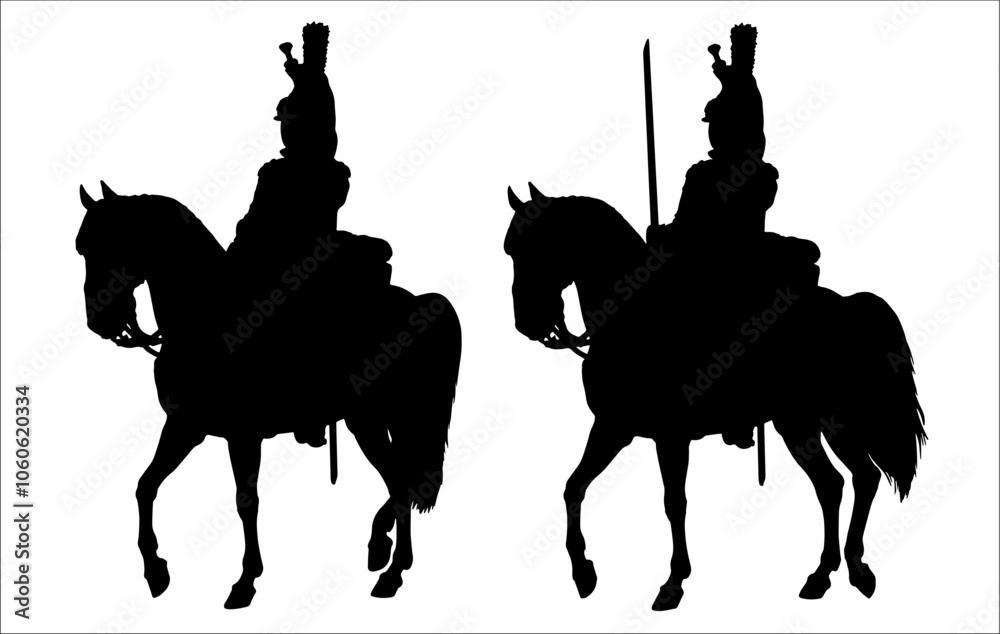 Vector de Stock Heavy cavalry - cuirassier. Mounted soldier of the ...