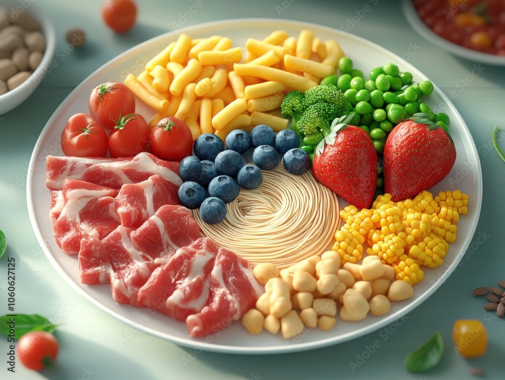 Colorful Plate of Healthy Foods Fiber-Rich Choices for Digestive ...