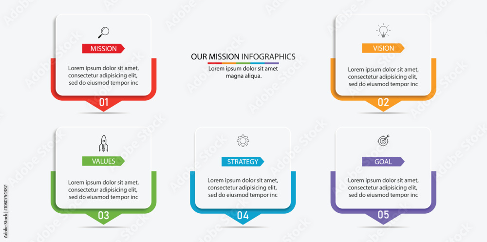Mission, vision, values, graphic design template.eps 10 on white ...