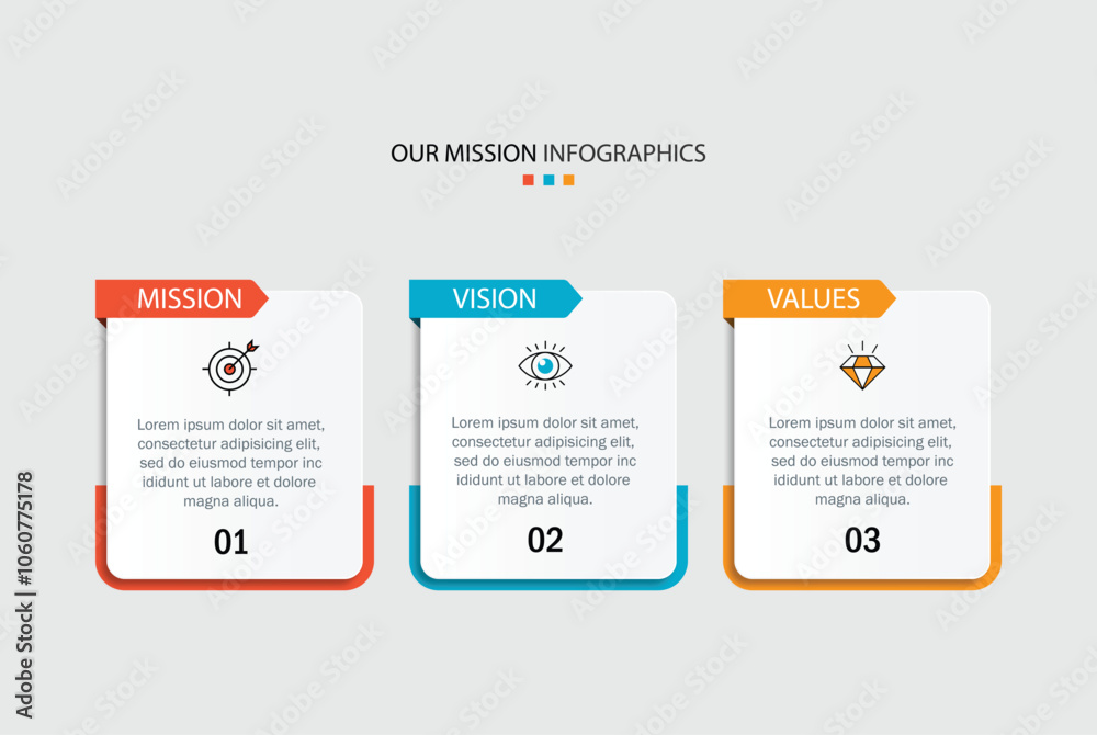 Mission, vision, values, graphic design template.eps 10 on white ...