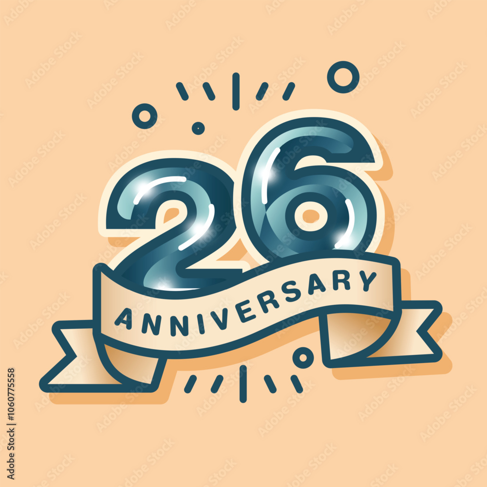 A 26th anniversary logo on a cream-brown pastel background, designed in ...