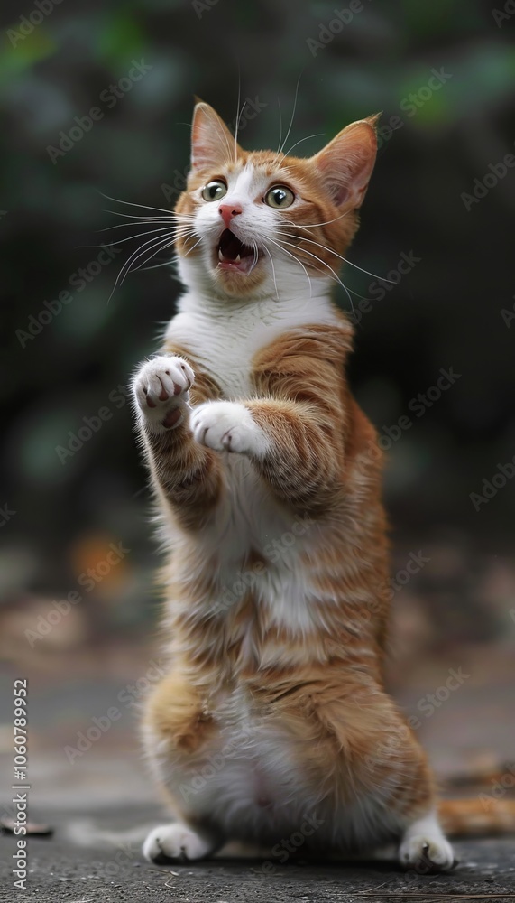 Playful surprise a hilarious moment of a bewildered cat caught in an ...