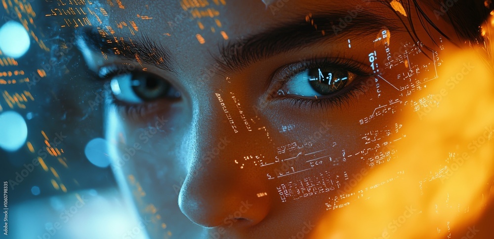 Ilustración de Stock A cyber security threat illustration using artificial intelligence, female ...