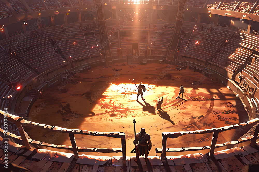 Detailed DnD battle map, gladiator arena the arena with medieval ...