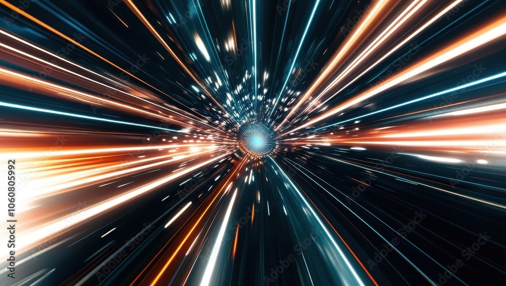 Abstract light trails, hyperspace effect, warp speed, colorful streaks ...