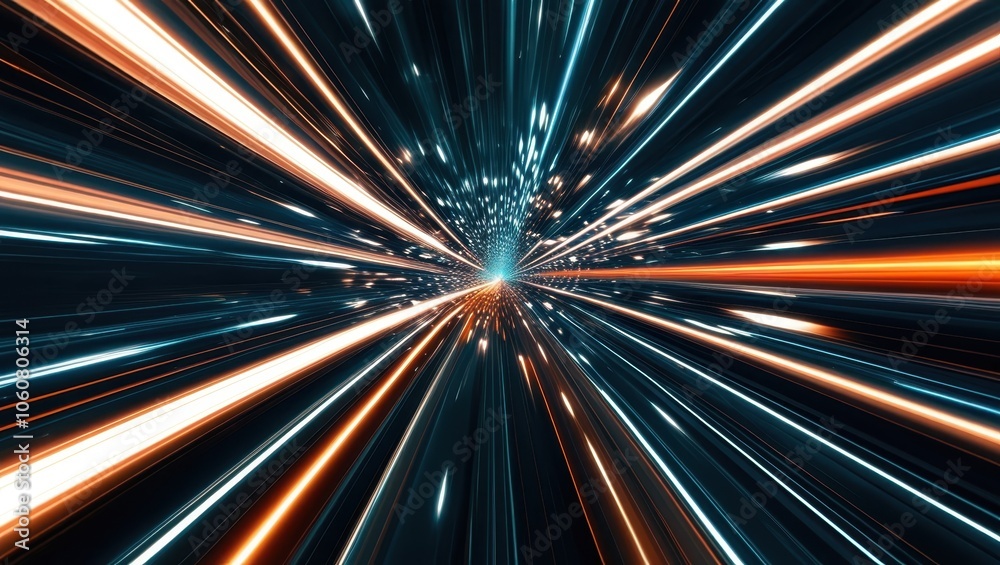Abstract light trails, hyperspace effect, warp speed, colorful streaks ...