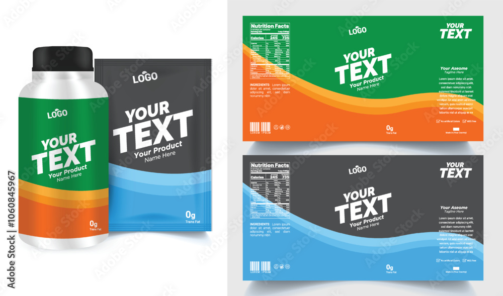 Vector de Stock label design, soft drink bottle label design. Soda can ...