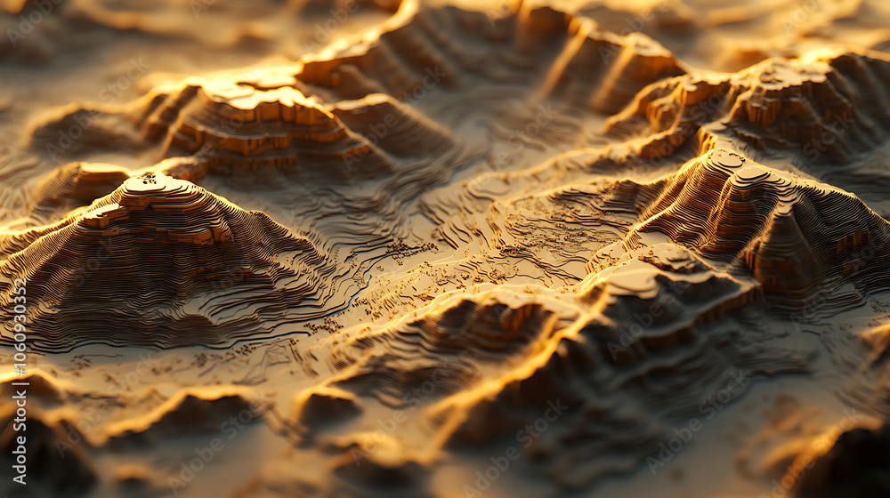3D Topographic height map, geology survey, Topographic cartography, contour map, 3D relief ...