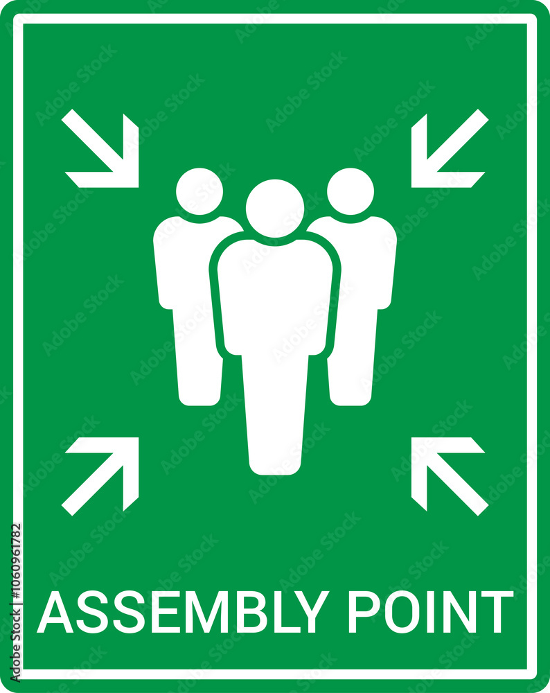Emergency evacuation assembly point sign. Assembly point icon. Safety ...
